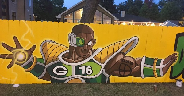 Green Bay Packers' Mike Daniels Dons Saiyan Armor on Fence Painting ...