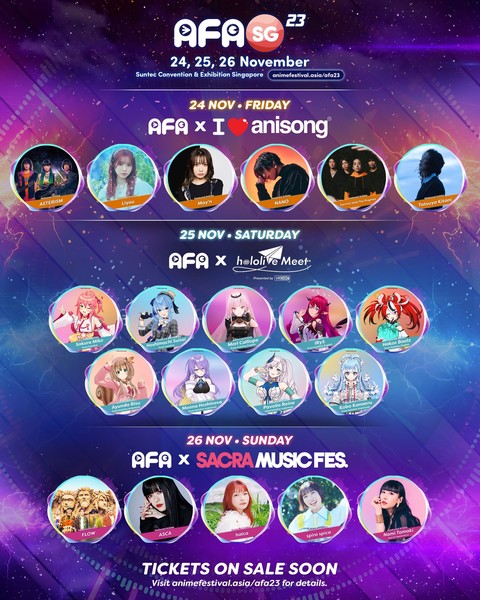 AFA Singapore Hosts May'n, Liyuu, Mori Calliope, FLOW, Nami Tamaki ...