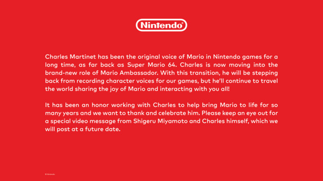 Charles Martinet Steps Back from Voice of Mario - News - Anime News Network